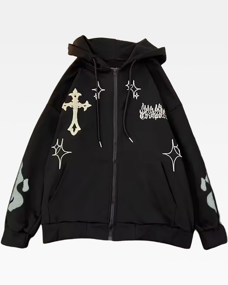 Cross Zip Up Hoodie | Y2K Fusion